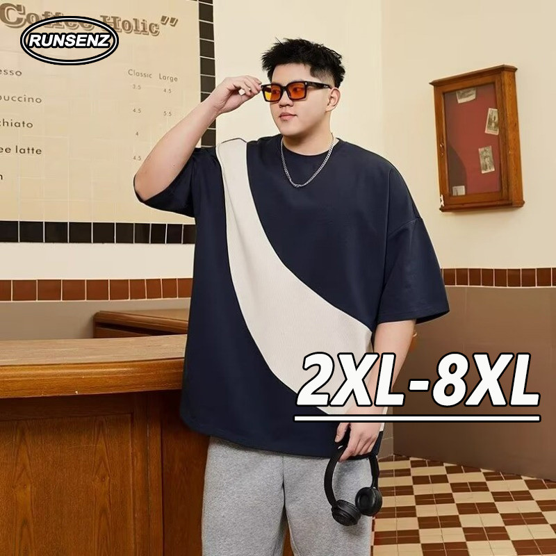 เสื้อยืดโอเวอร์ไซซ์แขนสั้น สไตล์เกาหลี สำหรับผู้ชาย ขนาด XXL-8XL | Shopee Thailand