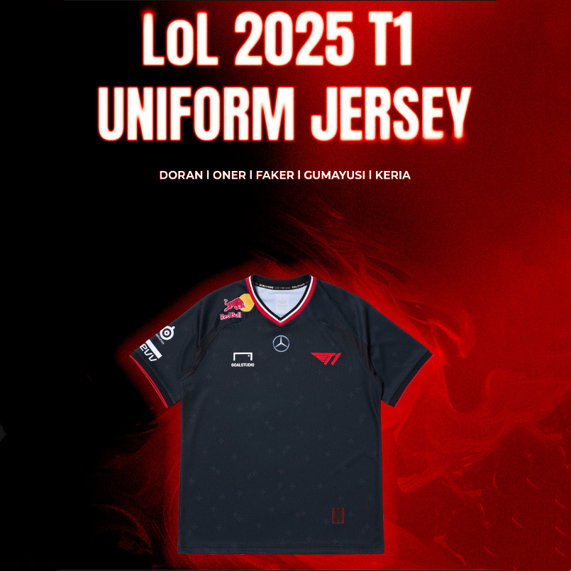 [LoL] 2025 T1 Uniform Jersey. เสื้อเดียวกันของ "FAKER" เสื้อยืด League of Legends Game T1 E ...