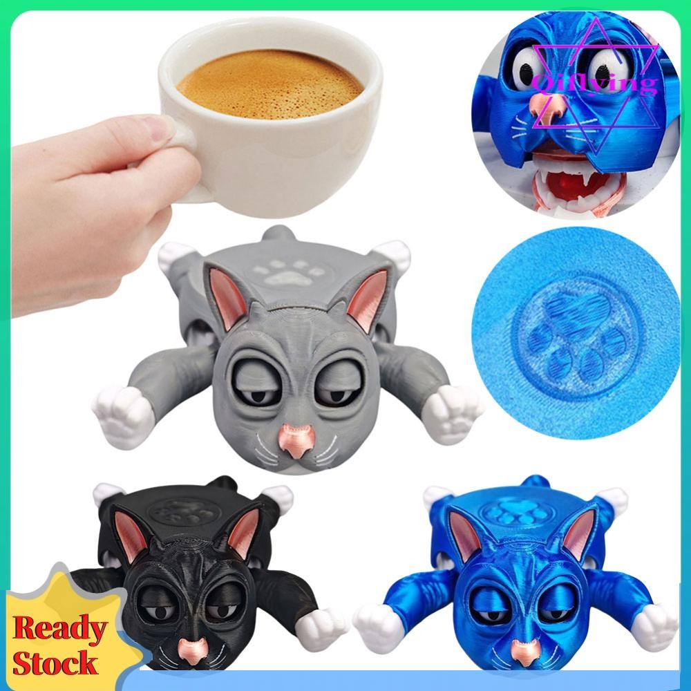 3D พิมพ์ที่รองแก้วแมวตลก Panicked Cat ถ้วย Pad แก้วชากาแฟเครื่องดื่มผู้ถือ | Shopee Thailand