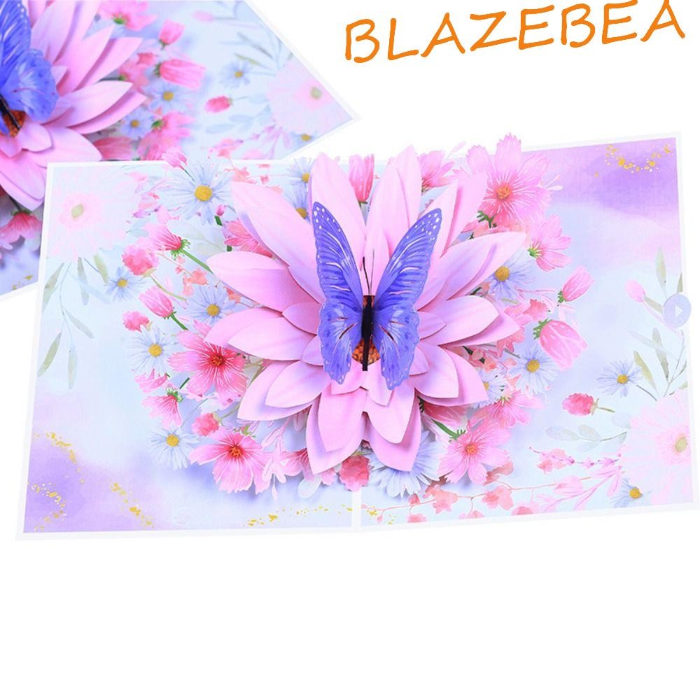 Blazebea 3D Pop-Up ของขวัญการ์ด, Elegant Blessing ดอกไม้ผีเสื้อการ์ดอวยพร,โปสการ์ดกระดาษพับการ์ด ...