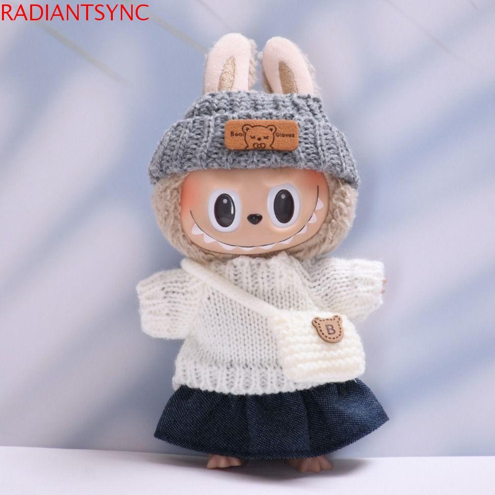 Radiantsync Labubu เสื้อผ้าตุ๊กตา,ถักสไตล์กระเป๋าหมีน้อยนั่ง Labubu Time ผ้า, แฟชั่น Handmade ...