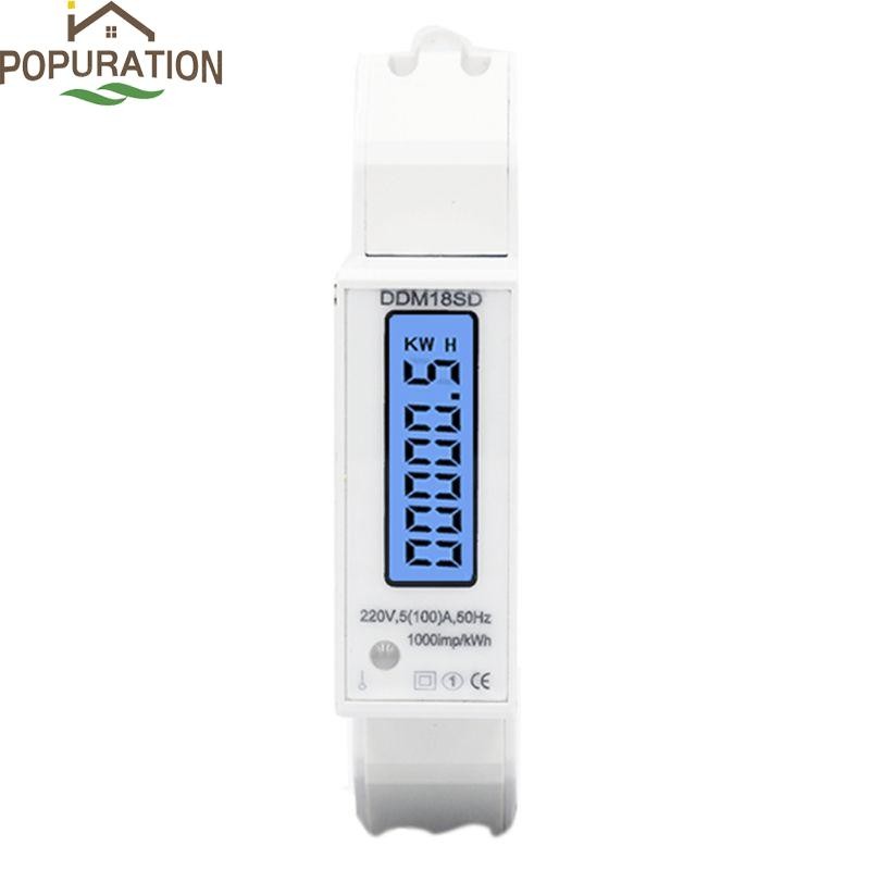 Pop KWH Meter เฟสเดียว Din Rail การใช้พลังงานไฟฟ้าเครื่องวัดวัตต์ ...