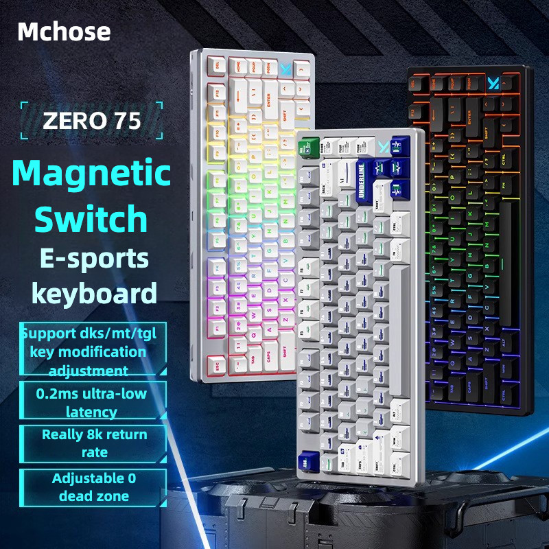 Mchose ZERO 75 สวิตช์แม่เหล็กคีย์บอร์ดแบบกลไกเกมที่กําหนดเอง Esports สายพิเศษ Anodized ฝาครอบ ...