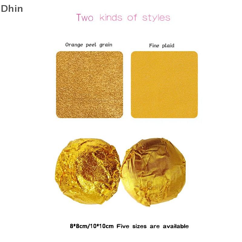 [Dhin] 100 ชิ้น/แพ็คอลูมิเนียมฟอยล์สีทองลูกอมช็อคโกแลตคุกกี้ห่อกระดาษ ...
