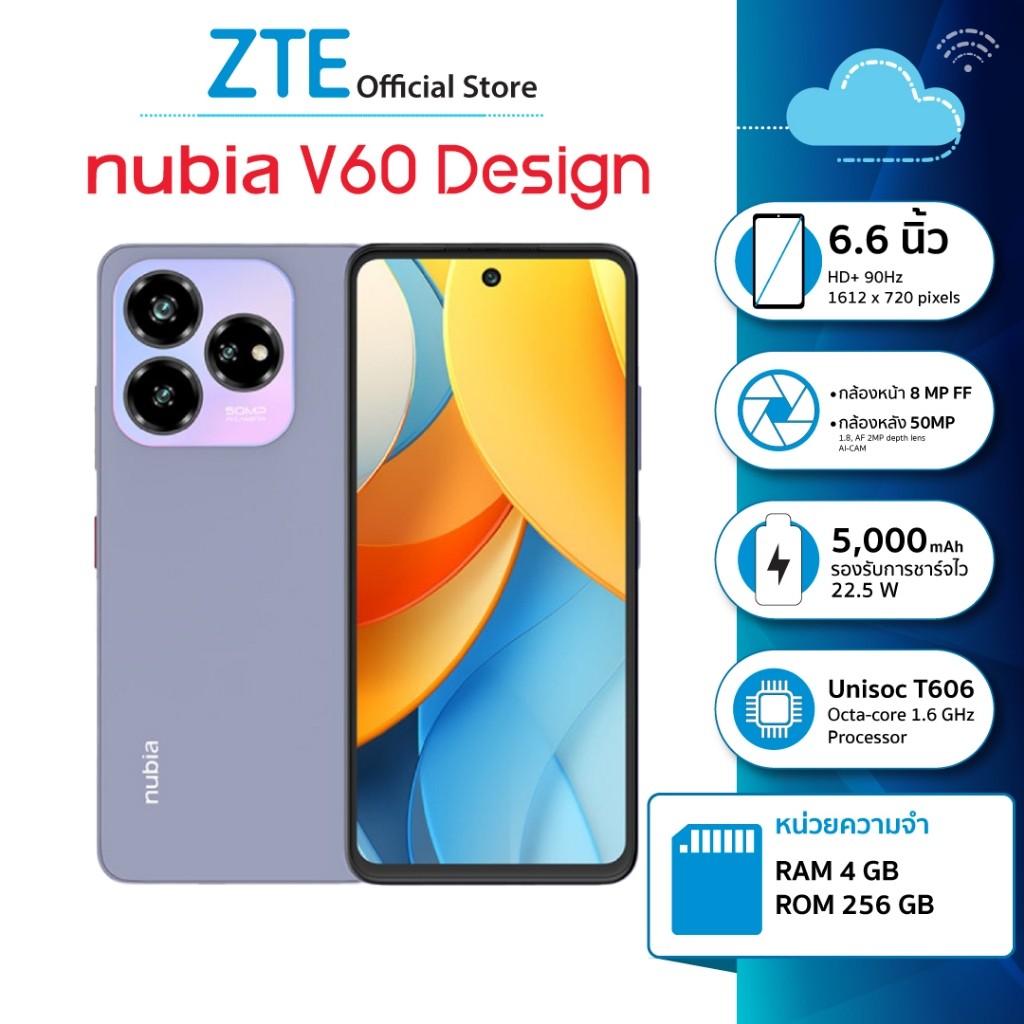 ZTE Nubia V60 Desigh (4+256GB) ขนาดจอ 6.6" รับประกัน 12 เดือน | Shopee ...