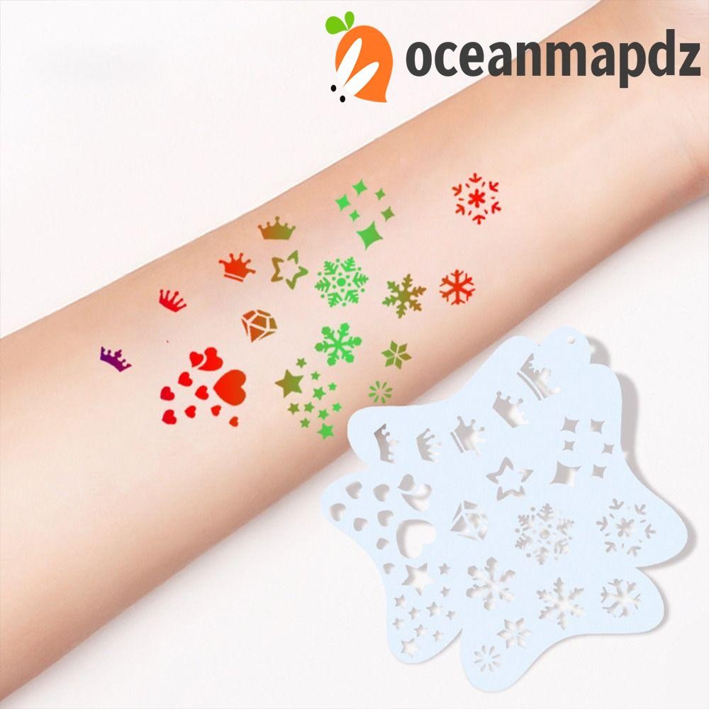 Oceanmapdz เทมเพลตสีใบหน้า, การคัดลอกลายฉลุกลวง DIY Body Art สีลายฉลุ, Creative DIY Craft ...