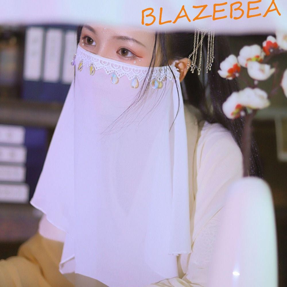 Blazebea ผ้าคลุมหน้า Hanfu, โบราณ Headwear คริสตัลผ้าคลุมหน้า, สไตล์โบราณพู่ตาข่ายหน้าปกจีน ...