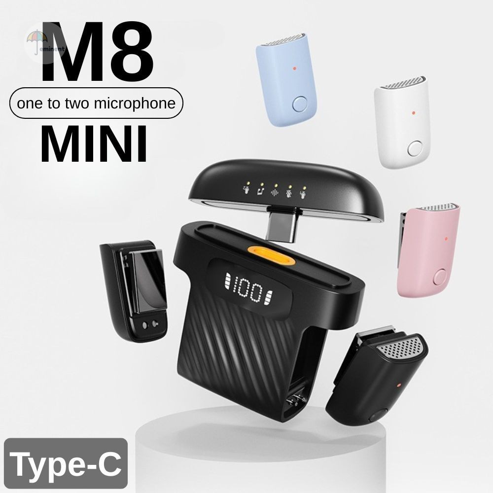 ไมค์ไร้สาย M8 mini พอร์ตType-C ลดเสียงรอบข้าง ระยะสัญญาณ 20 เมตร ติดได้ ...