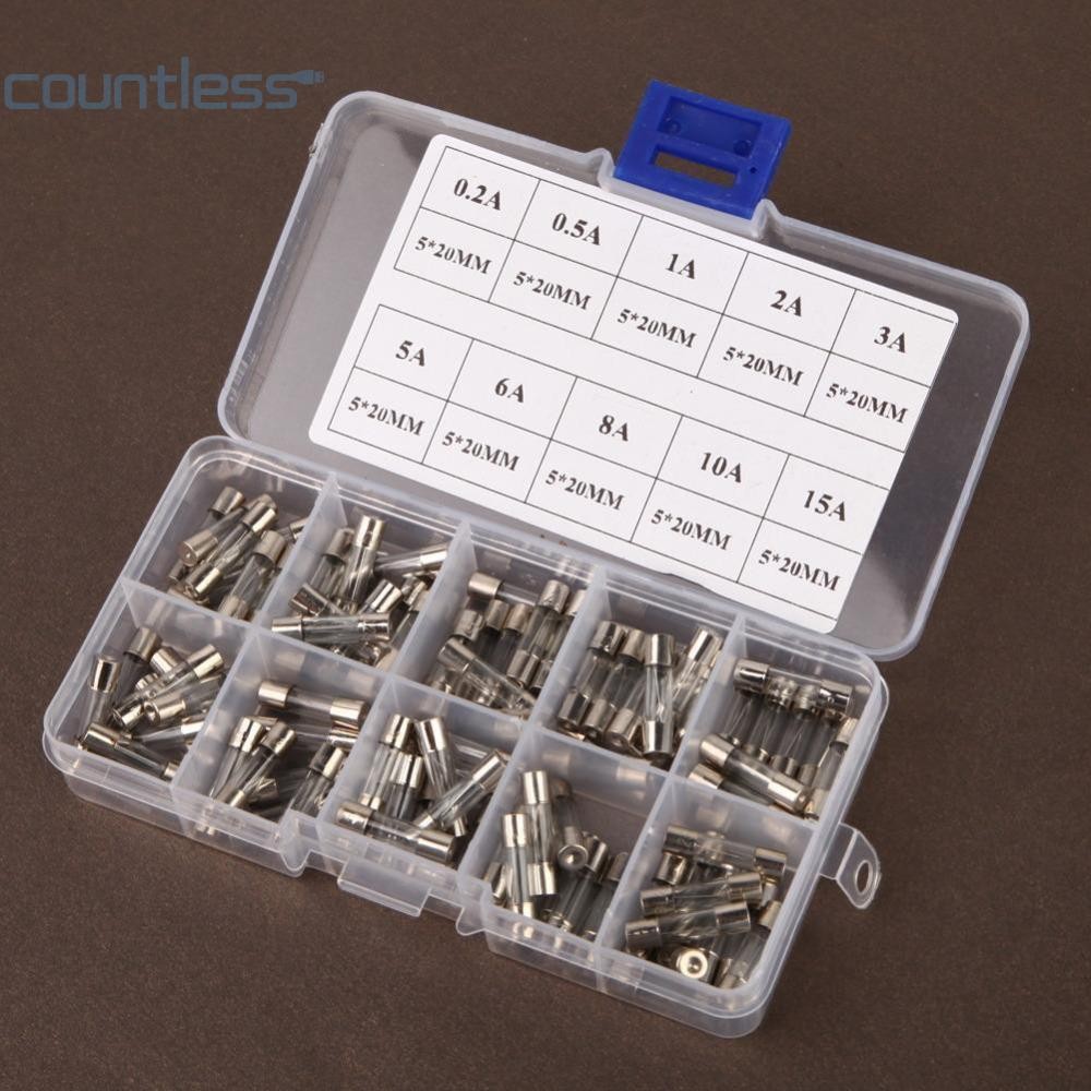 Uk 100pcs Glass Tube Fuse Assortment Kit วงจรไฟฟ้าส่วนประกอบ [cuntless ...