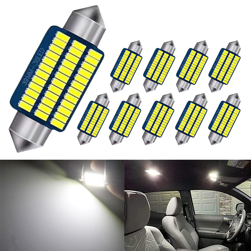 10 PCS T10 C10W C5W Festoon 31 มม.36 มม.39 มม.41 มม.หลอดไฟ LED Canbus 12V 7000K สีขาวภายในรถโดม ...