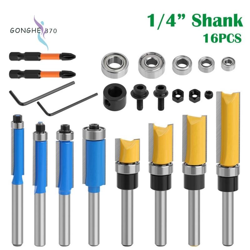 [gonghe370]10 ชิ้นเราเตอร์ Bits, รวม 4 Flush Trim Router Bits 1/4 Shank ...