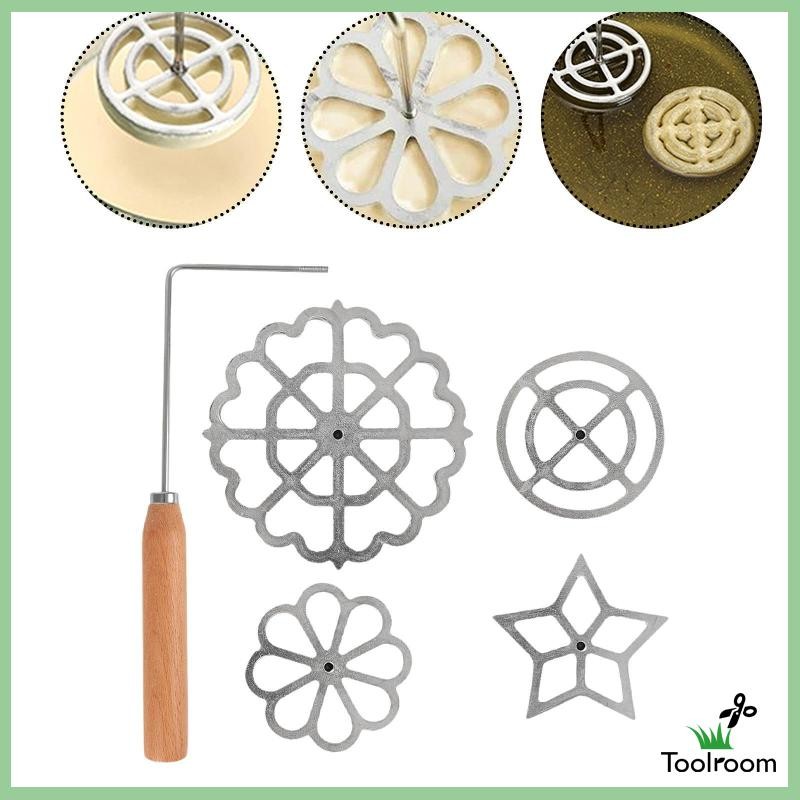 [ 5 ชิ้น Rosette ชุดเหล็ก Rosette Maker อุปกรณ์ครัวทําอาหารคุกกี้ Maker ...