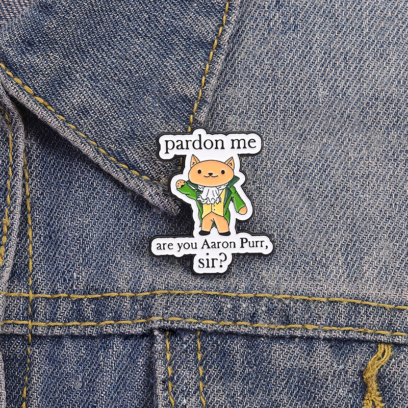 Pardon Me Cat ข้อความเข็มกลัดเคลือบเสื้อผ้าแฟชั่นอุปกรณ์เสริมกระเป๋าเป้ ...