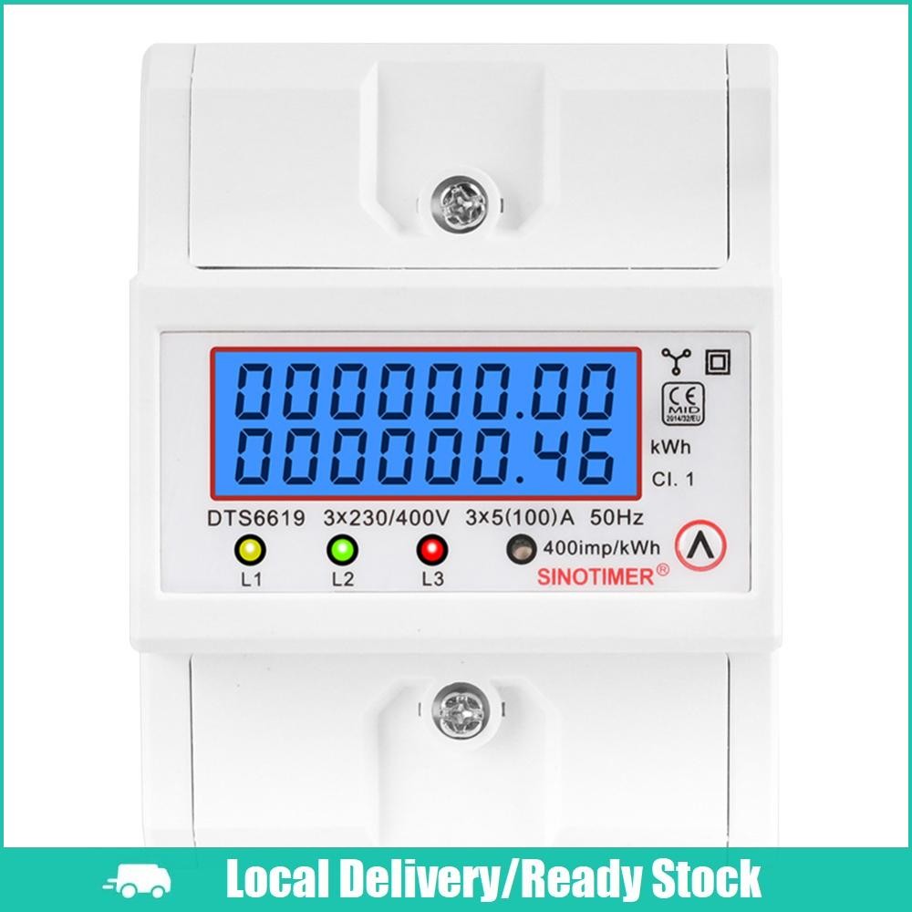 [จัดส่งในพื้นที่] Din Rail 3 เฟส 4 เครื่องวัดพลังงานลวด LCD Backlight ...
