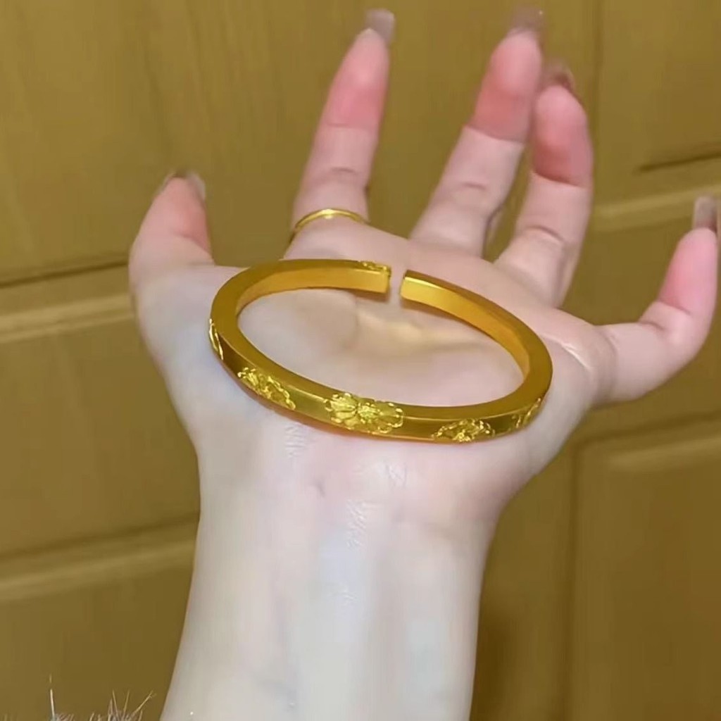 วิธีโบราณ Gold สี Chisel แกะสลักขนาดเล็ก Daisy สร้อยข้อมือหญิงใหม่จีน ...