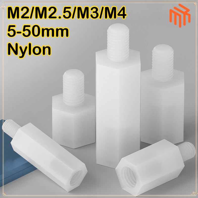 [MX1] M2M2.5M3M4 คอลัมน์ไนล่อนหกเหลี่ยม สีขาว รองรับคอลัมน์สเปเซอร์ สกรูพลาสติก / Nylon Spacer ...