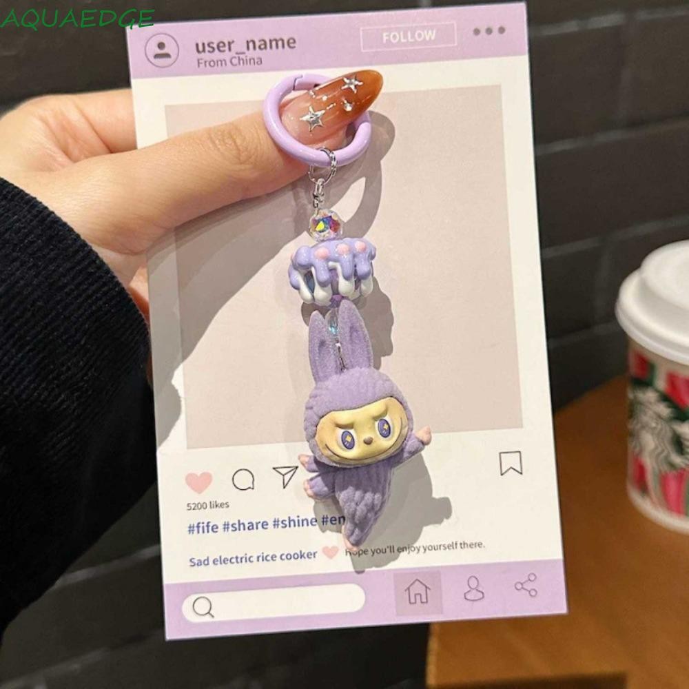 Aquaedge Lazy Yoga Labubu Doll, จี้ซิลิกาเจล Flocking Labubu Key Ring ...