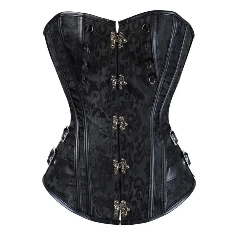 Gothic Corset Top สําหรับผู้หญิง Steampunk Jacquard Pirate Faux หนัง ...