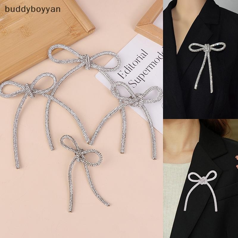 Bbth Sliver Rhinestone Bow-Knot เข็มกลัดผู้หญิง Blazer เพชร-encrusted ผีเสื้อ Knot Pin เข็มกลัด ...