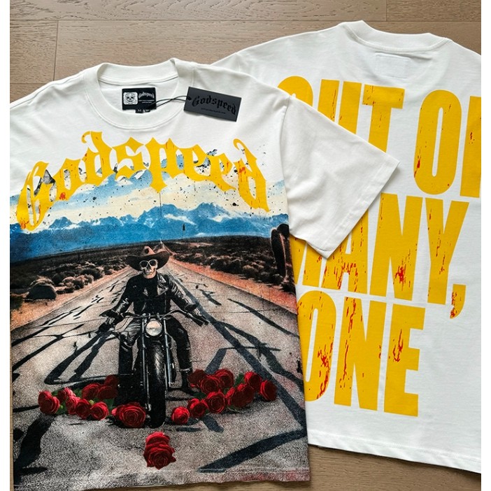 ใหม่ร้อนผู้ชายและผู้หญิง Godspeed Skeleton รถจักรยานยนต์ Rose พิมพ์ ...