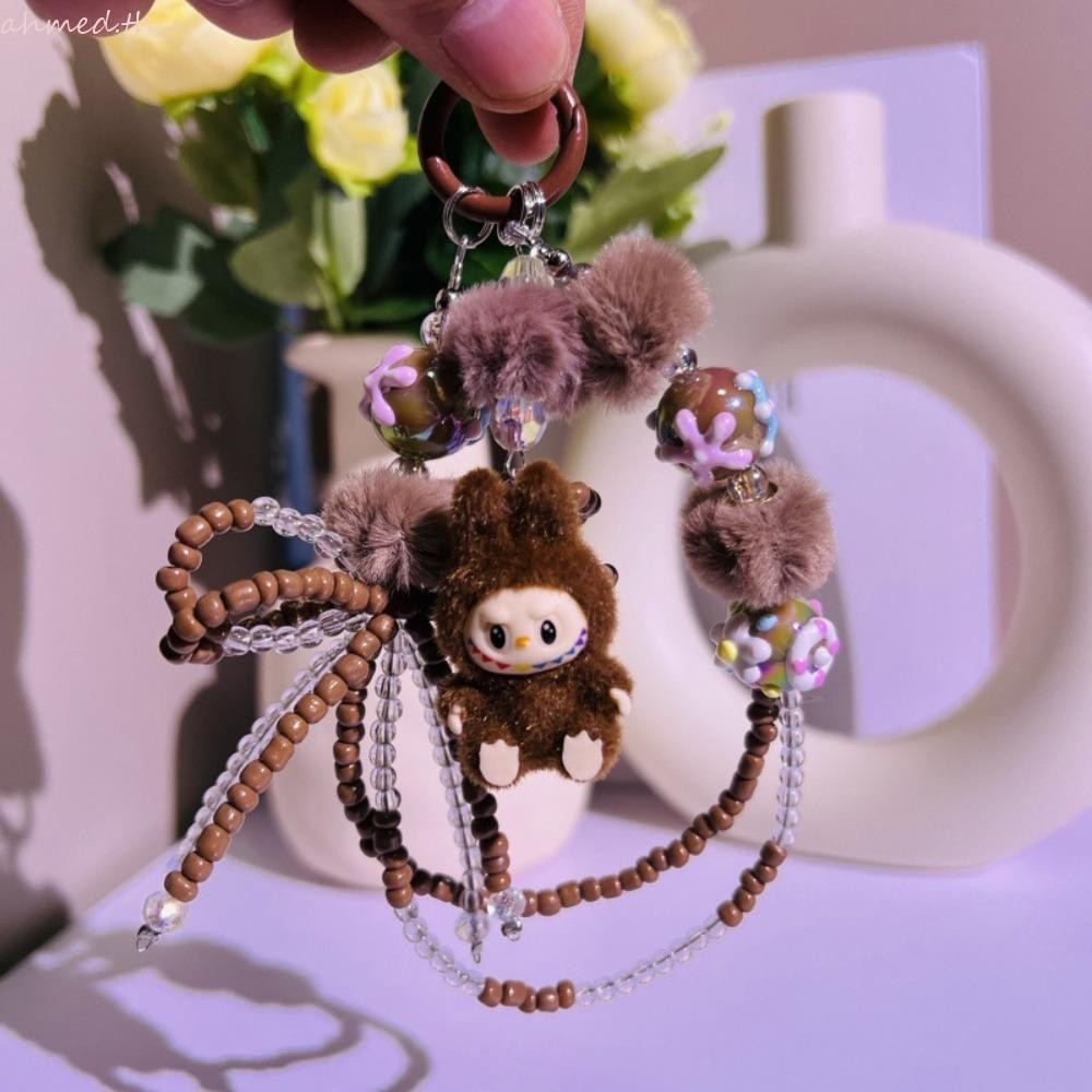 Ahmed Lazy Yoga Labubu Doll, ซิลิกาเจล Plush Ball Flocking Labubu Key ...