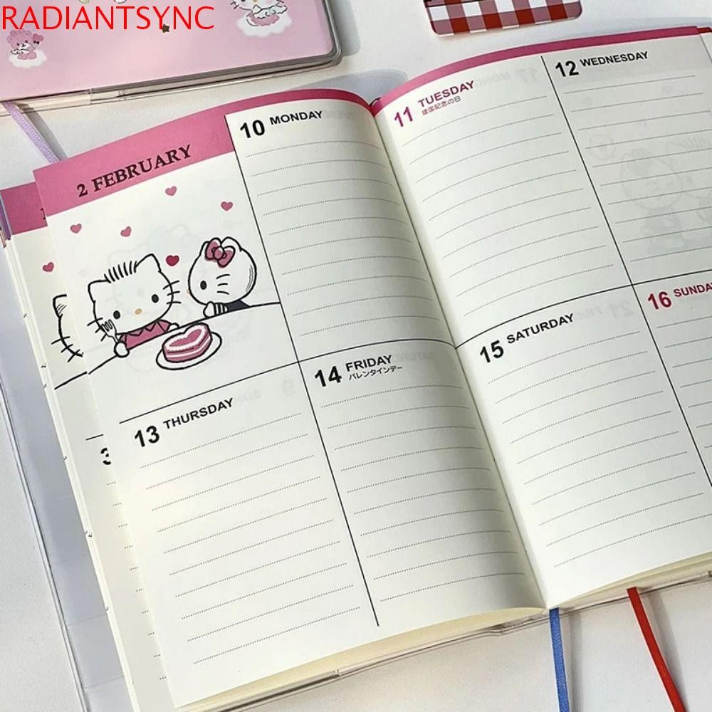 Radiantsync 2025 สมุดบันทึกวางแผน, สมุดบันทึกไดอารี่ A5 96 แผ่น, อุปกรณ์จัดเวลาแมวน่ารัก Kawaii ...
