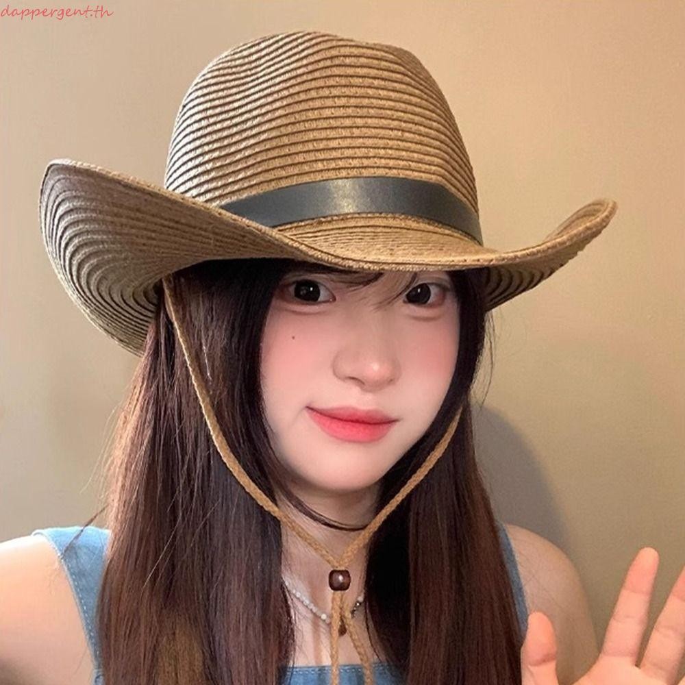 DAPPERGENT หมวกคาวบอยตะวันตก ปีกกว้าง กันแดด พับได้ สำหรับ_boho_และเดินป่า | Shopee Thailand