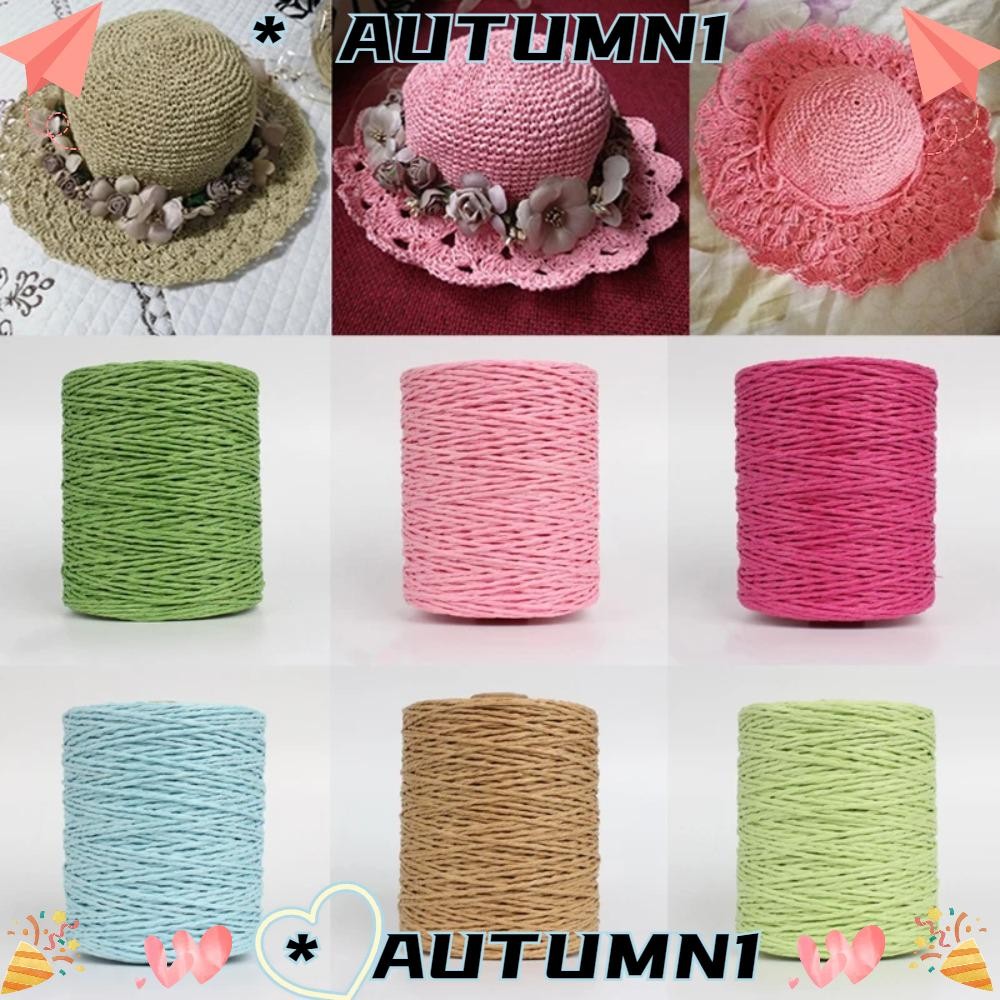 AUTUMN 280-300 M/ม้วน Raffia เส้นด้ายฟาง, DIY ถักมือที่มีสีสันด้าย ...