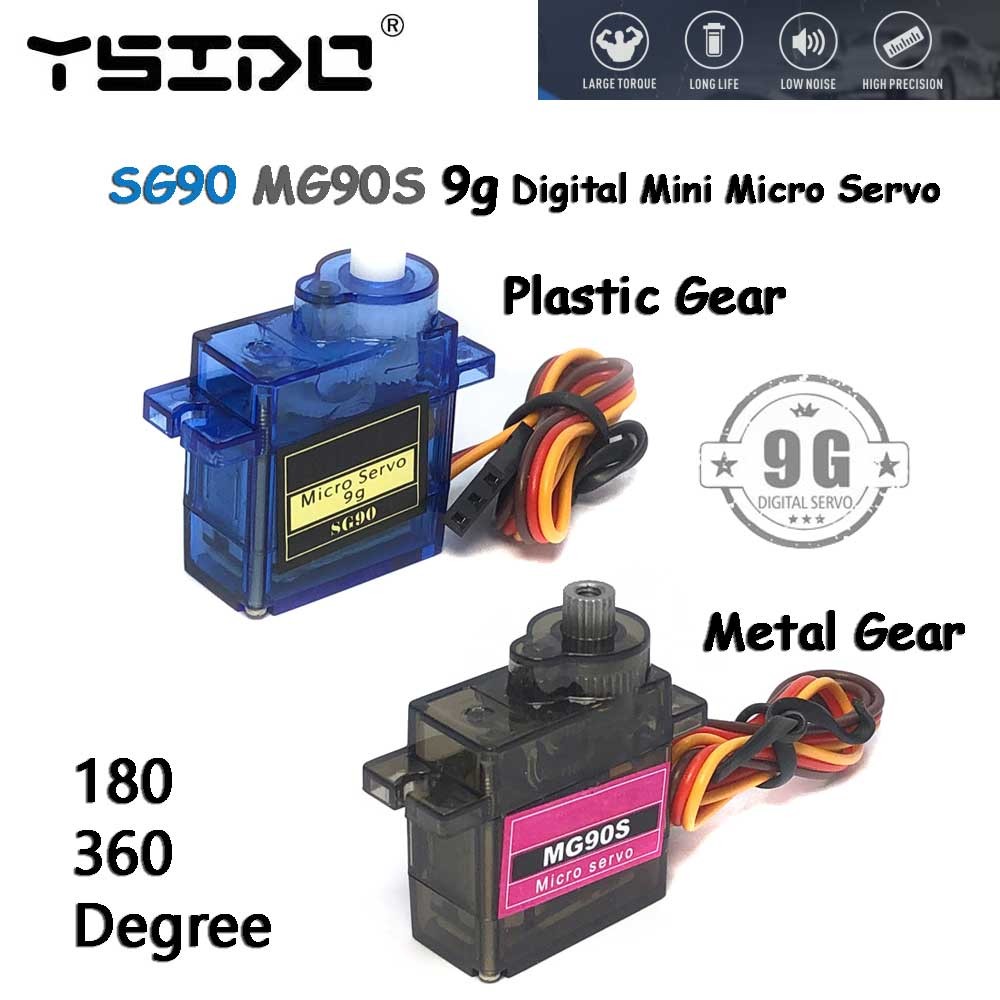 SG90 MG90S 9g ดิจิตอล Mini Micro Servo 180/360 องศาสําหรับ Rc ...