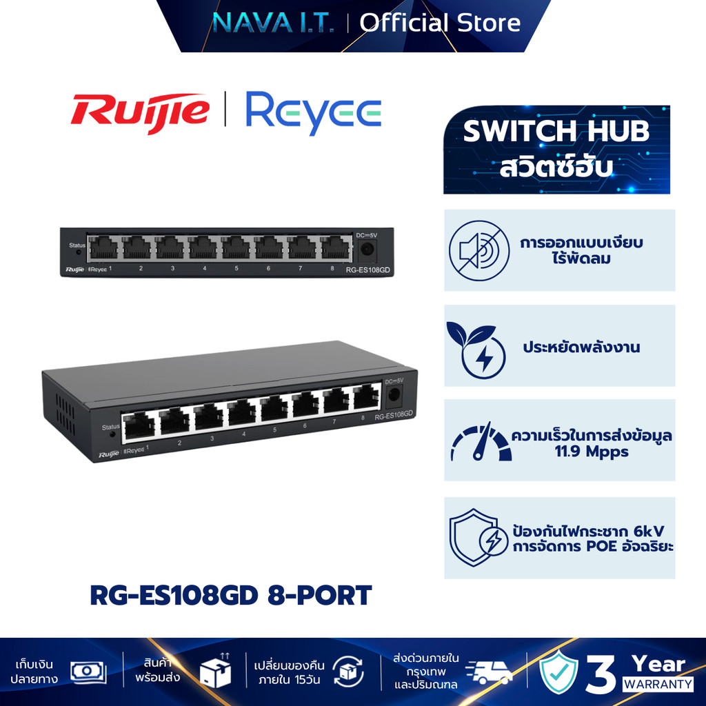 RUIJIE RG-ES108GD 8-PORT 10/100/1000MBPS UNMANAGED NON-POE SWITCH ...