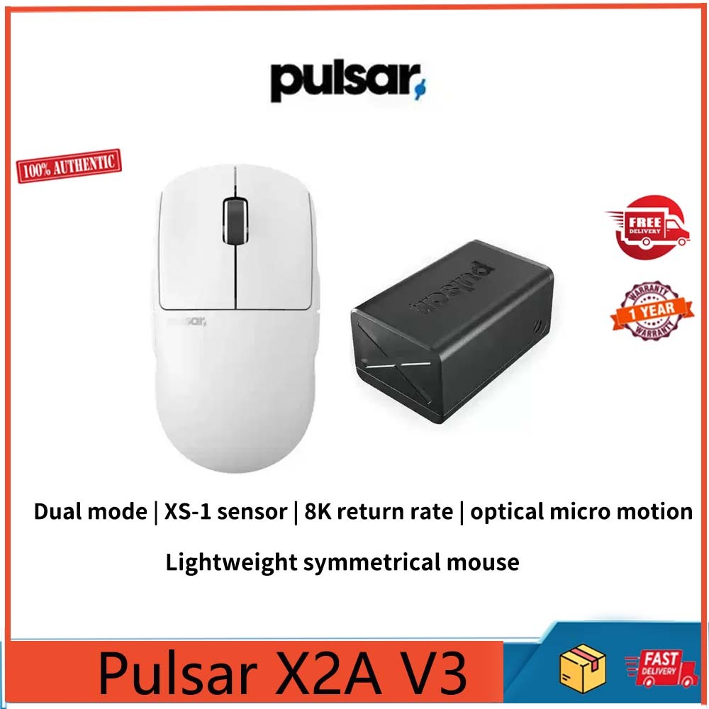 Pulsar X2A V3 เมาส์สําหรับเล่นเกมไร้สาย, เซ็นเซอร์ XS-1, อัตราคืน 8K ...