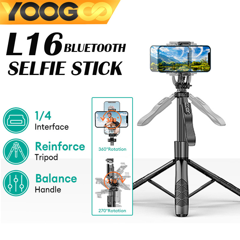 YOOGOO ขาตั้งกล้องมือถือl16 มีไฟ ไม้เซลฟี่กันสั่น 1.53M พร้อมรีโมต ...