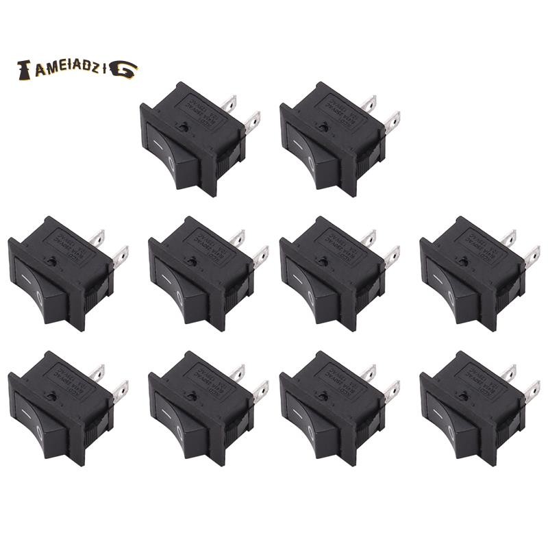 10 ชิ้น SPST Mini Black 2 Pin Rocker Switch AC 125V 10A 250V 6A ...