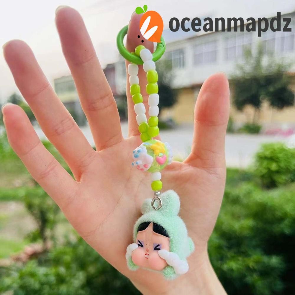 Oceanmapdz Flocking Crybaby โซ่โทรศัพท์, ลูกปัด Soft The Powerpuff Girls Key Ring, น่ารัก 3D ...