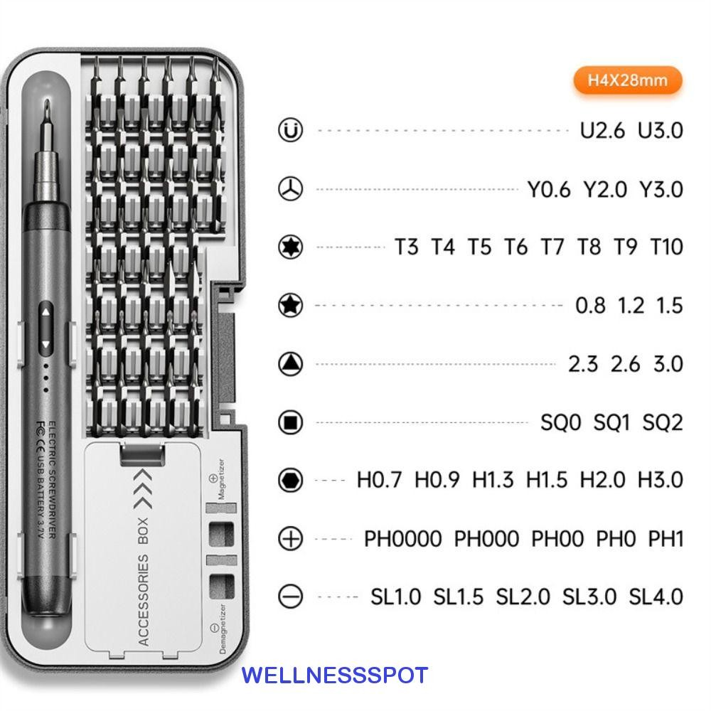 Wellnessspot ชุดไขควงไฟฟ้า, USB ชาร์จ 46 in 1 Magnetic Screw Driver Bits, Magnetic Precision ...