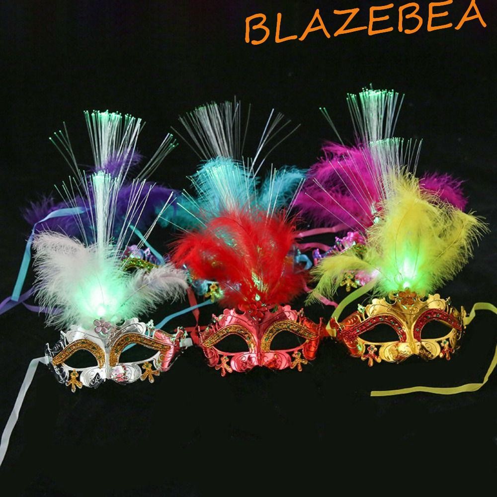 Blazebea LED หน้ากากเรืองแสง, อุปกรณ์ปาร์ตี้ Light Up Feather หน้ากากผีเสื้อ, Queen พลาสติก ...