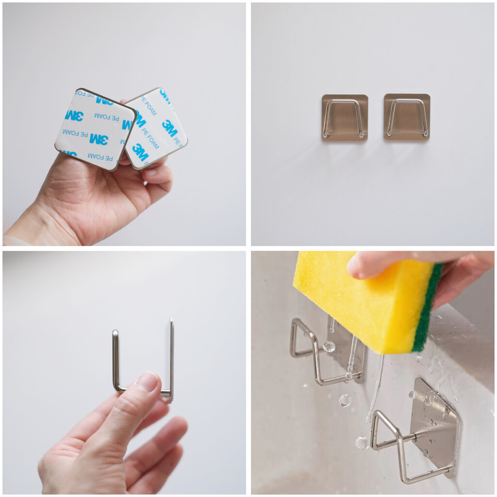 Omocha - (1 set 2 pcs.) Stainless steel-Wall sponge holder ที่วางฟองน้ำ ...