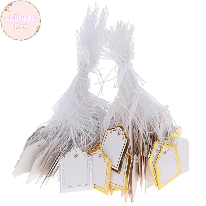 Solitudered 200 ชิ้น Gold border Label Tie String Ticket เครื่องประดับ ...