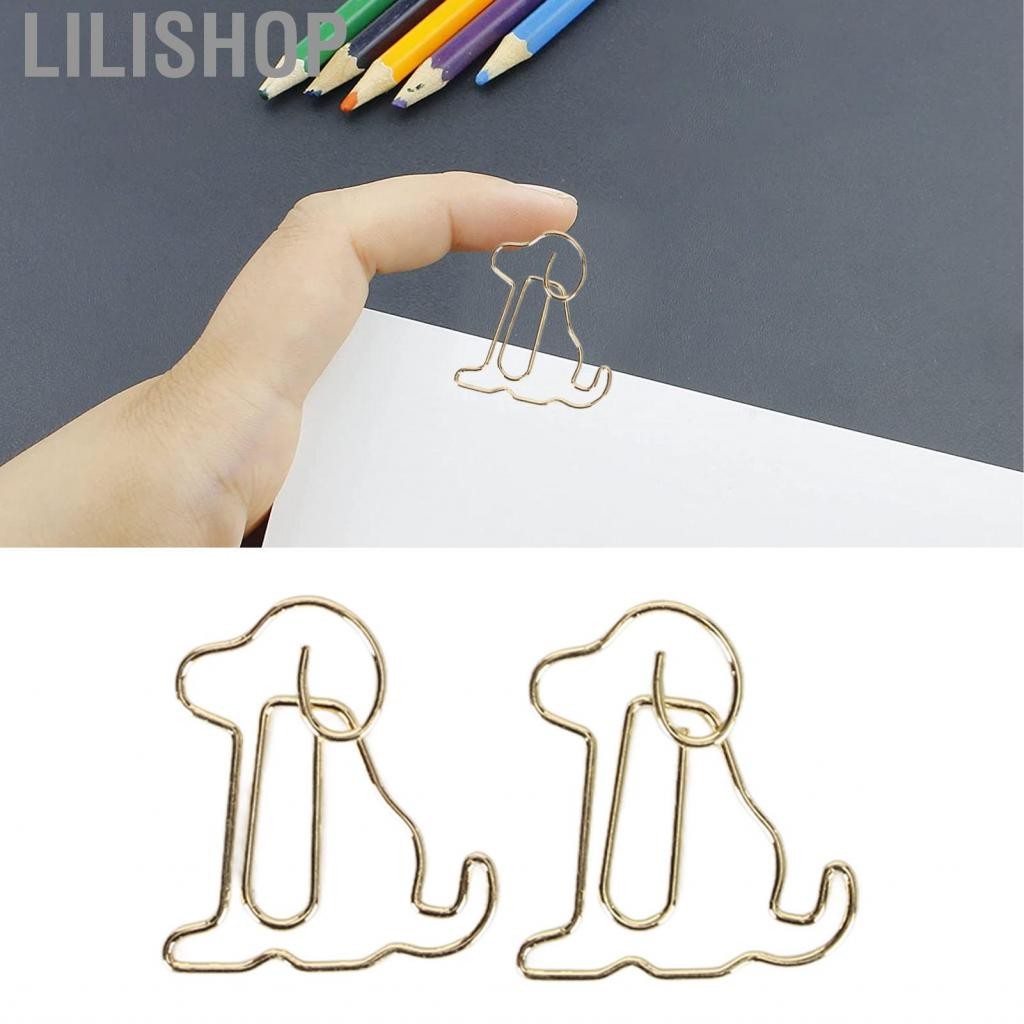 Lilishop 100 ชิ้นสุนัขรูปร่างคลิปหนีบกระดาษกันสนิมนำมาใช้ใหม่เมทัลลิทอง | Shopee Thailand