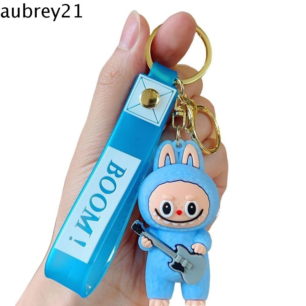Aubrey1 Labubu พวงกุญแจตุ๊กตา,เล่นกีตาร์ Anti-lost Labubu PVC จี้,พวง ...