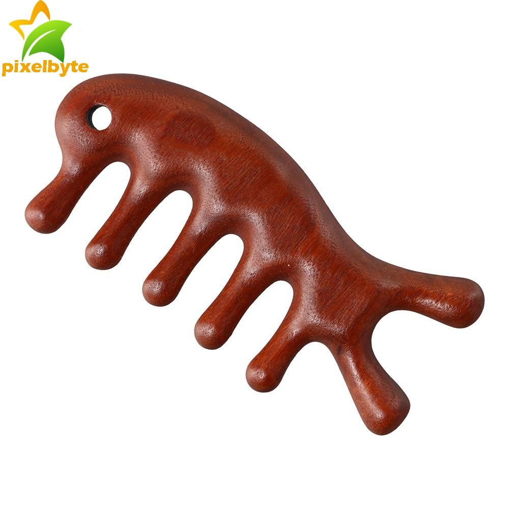 Pixelbyte หวีนวดไม้ผู้ชายไม้จันทน์ 3 in 1 เครื่องขูดจมูก Gua Sha Hair Care SPA Meridian ขูดผ่อน ...