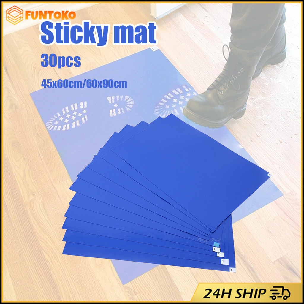 สินค้ามีคุณภาพ 30หน้า แผ่นกาวปูพื้นดักฝุ่น 60*90ซม.Sticky Mat Blue พรม ...