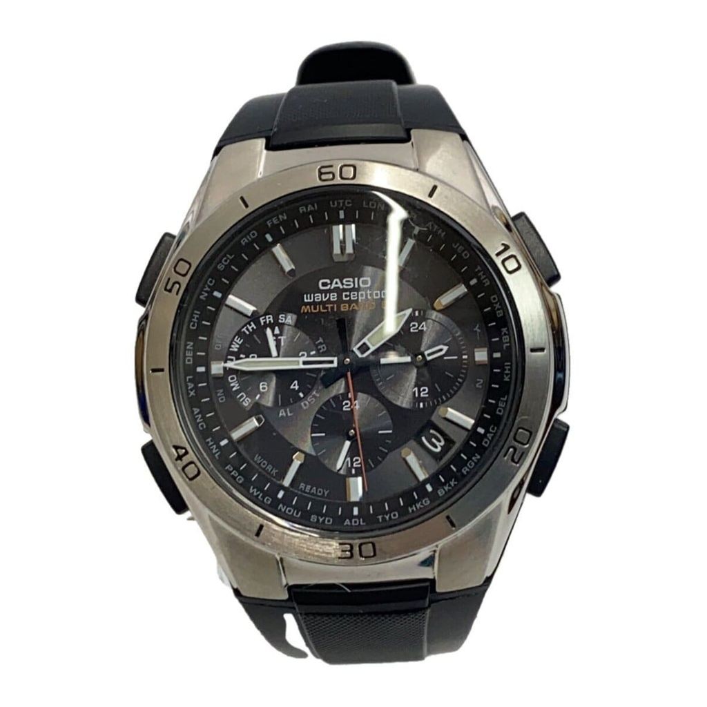 Casio Mens Solar Watch WAVECEPTOR Analog BLK ส่งตรงจากญี่ปุ่น มือสอง ...