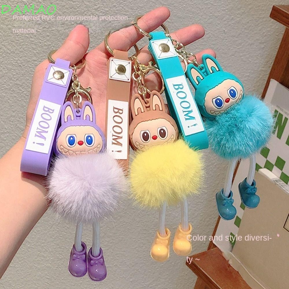 Damao Labubu พวงกุญแจตุ๊กตา, Long-leg Plush Labubu PVC จี้, กุญแจรถ ...