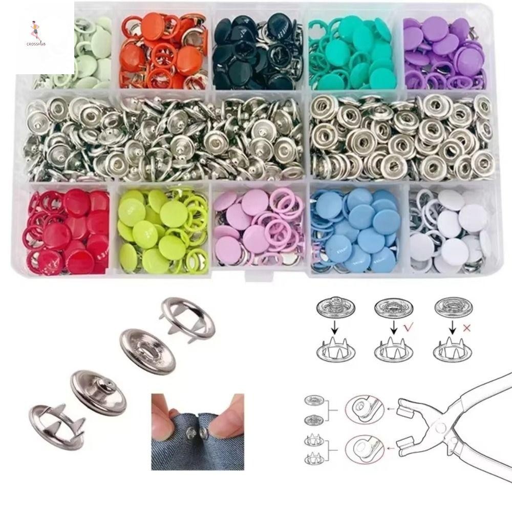 Cross 100 ชิ้นห้า Claw Buckle Clamp ชุด, ปุ่มโลหะคีม Prong Snap ...