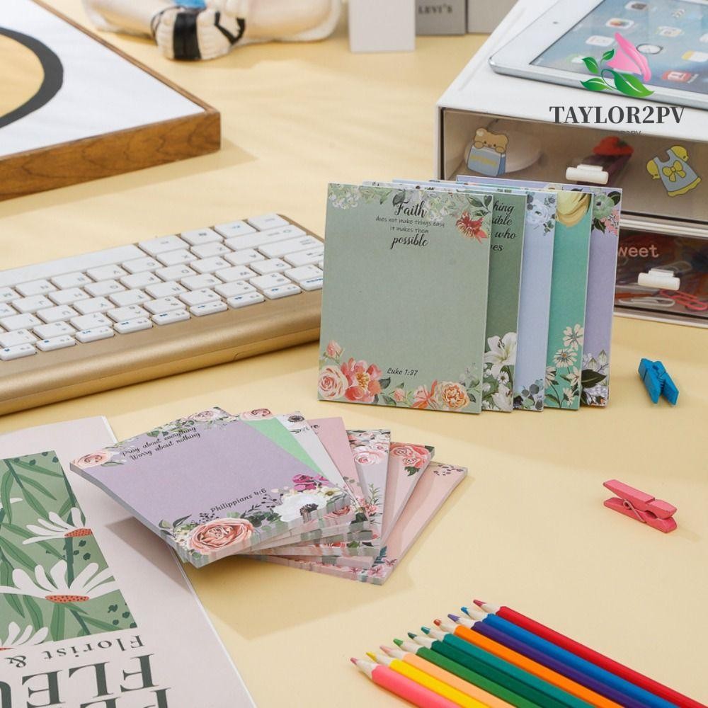 Taylor2pv 12 ชิ้น Vintage Floral Sticky Notes, หนาสีสุ่ม Self-Adhesive ...