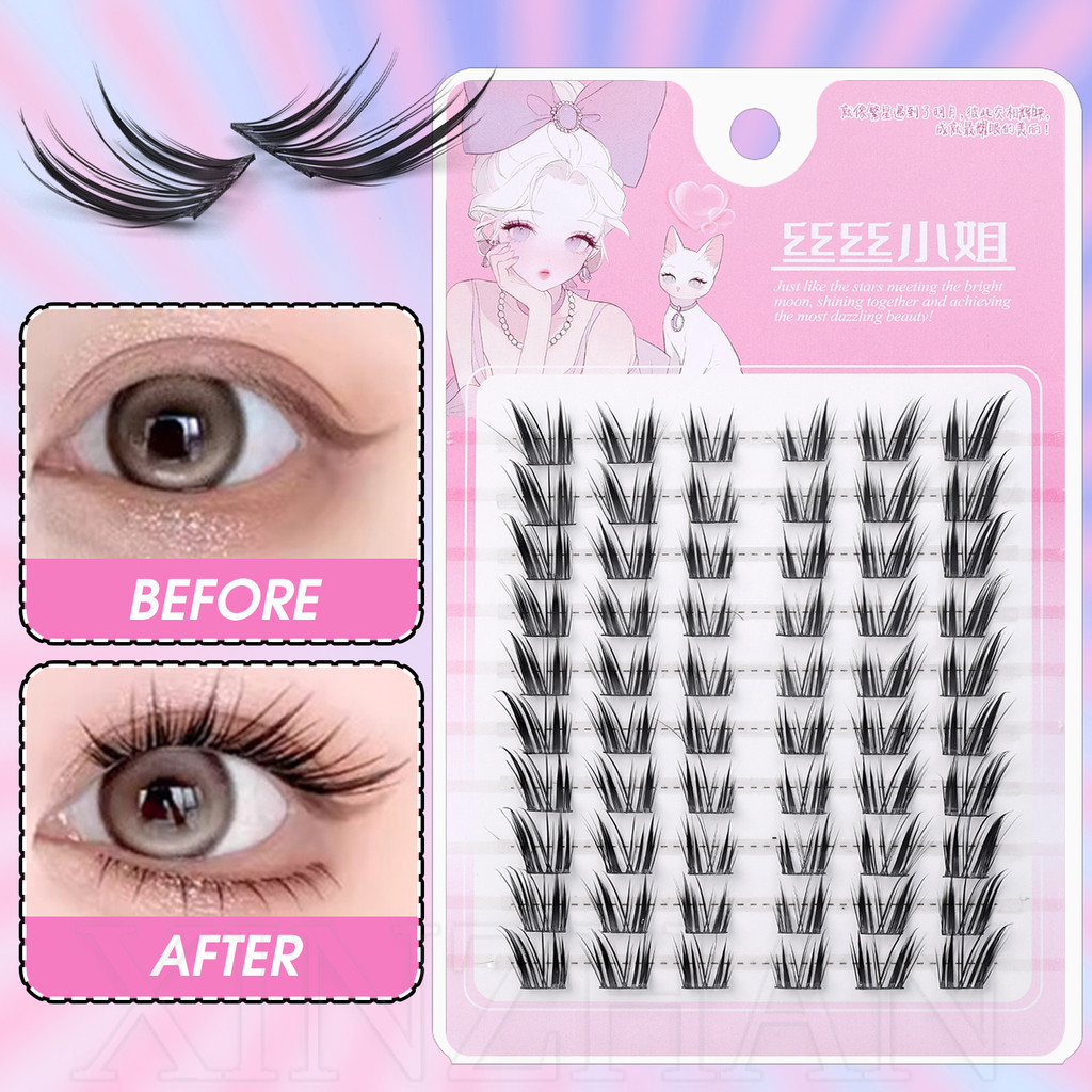 60 Clusters/กล่อง Princess Cat Series Manga Eye ขนตาปลอม - ความจุสูง ...