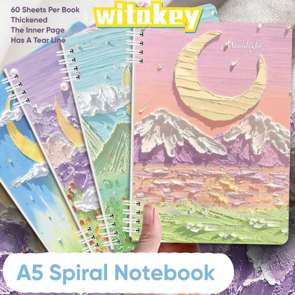 WITAKEY Notepad, หน้าด้านในเส้นแนวนอน A5 Spiral Notebooks, หนังสือบัญชีมือสีพรุนคุณภาพสูง ...