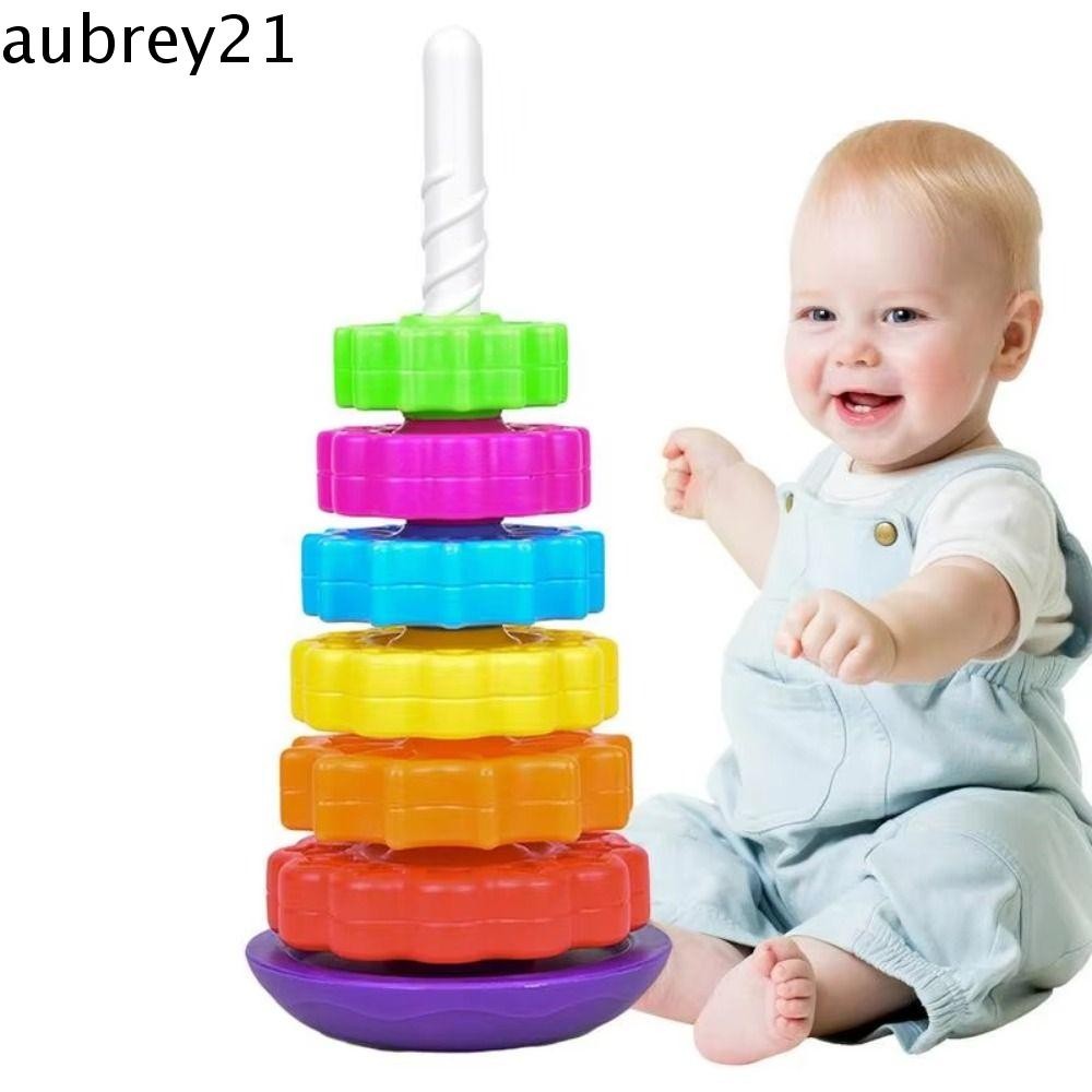 Aubrey1 Rainbow Spinning Stacking ของเล่น, Stackable Rainbow Ring ...