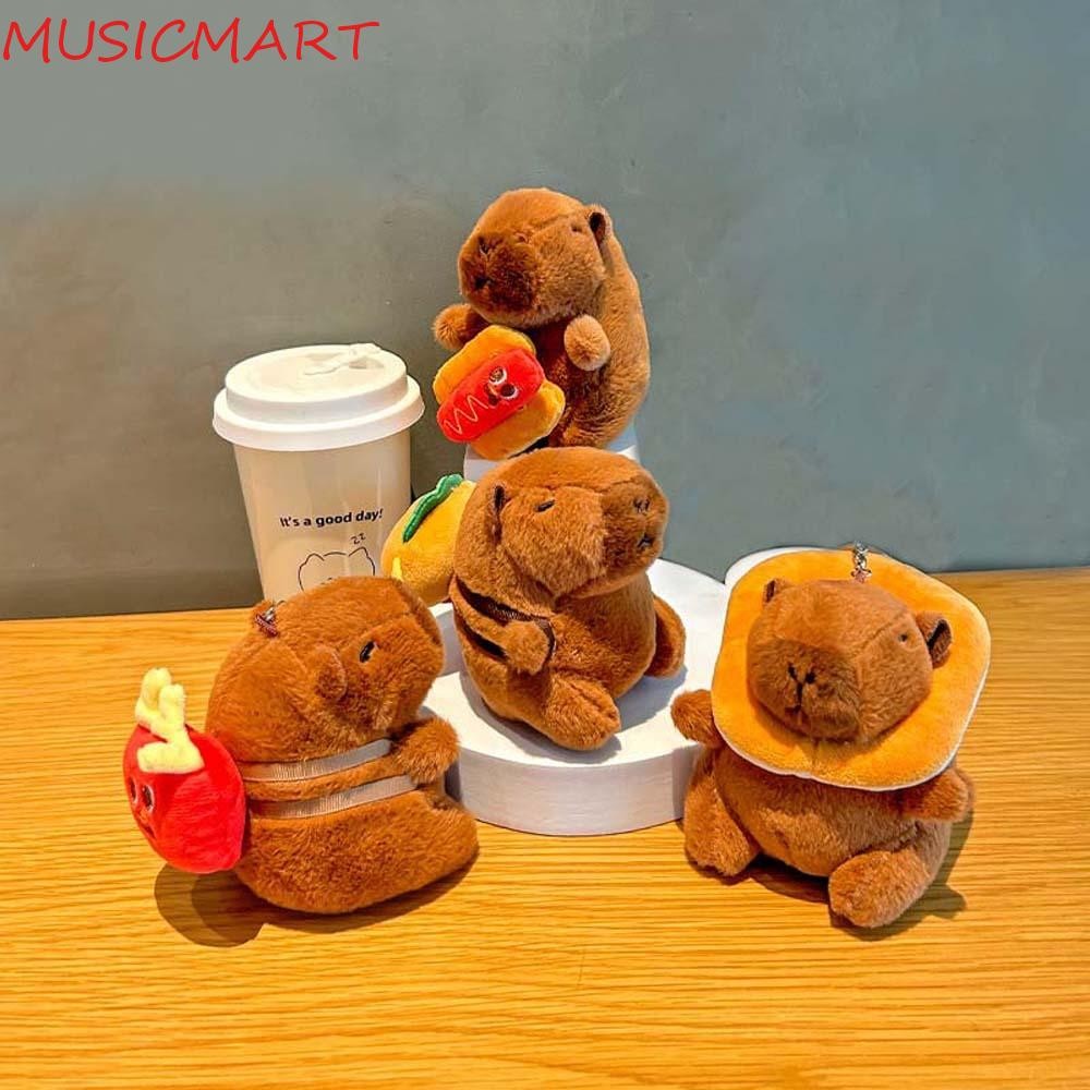 Musicmart Capybara Key แหวน,ตุ๊กตาสัตว์ตลกนุ่ม, Kawaii แฮมเบอร์เกอร์ ...